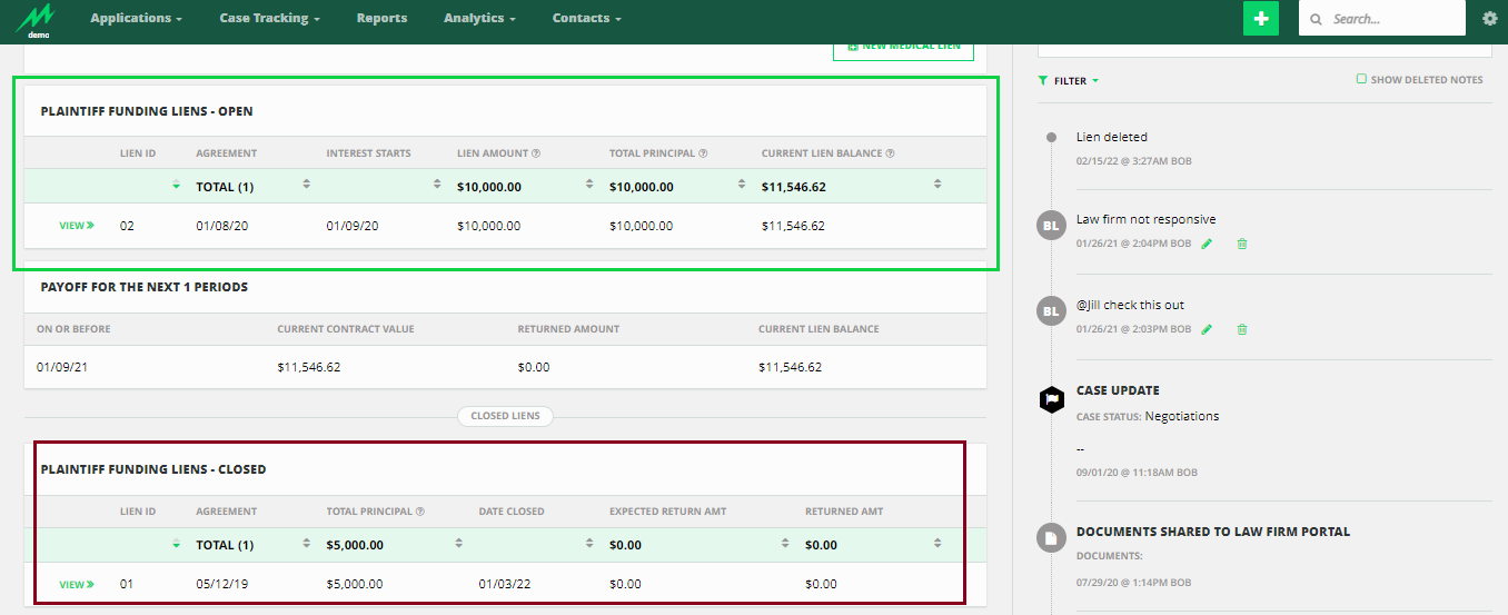 Understanding Plaintiff Funder's Lien Details – Funder Software