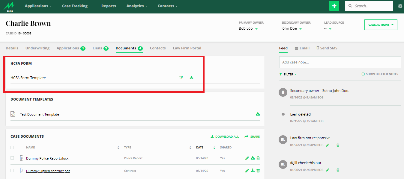 Managing Case Documents – Funder Software